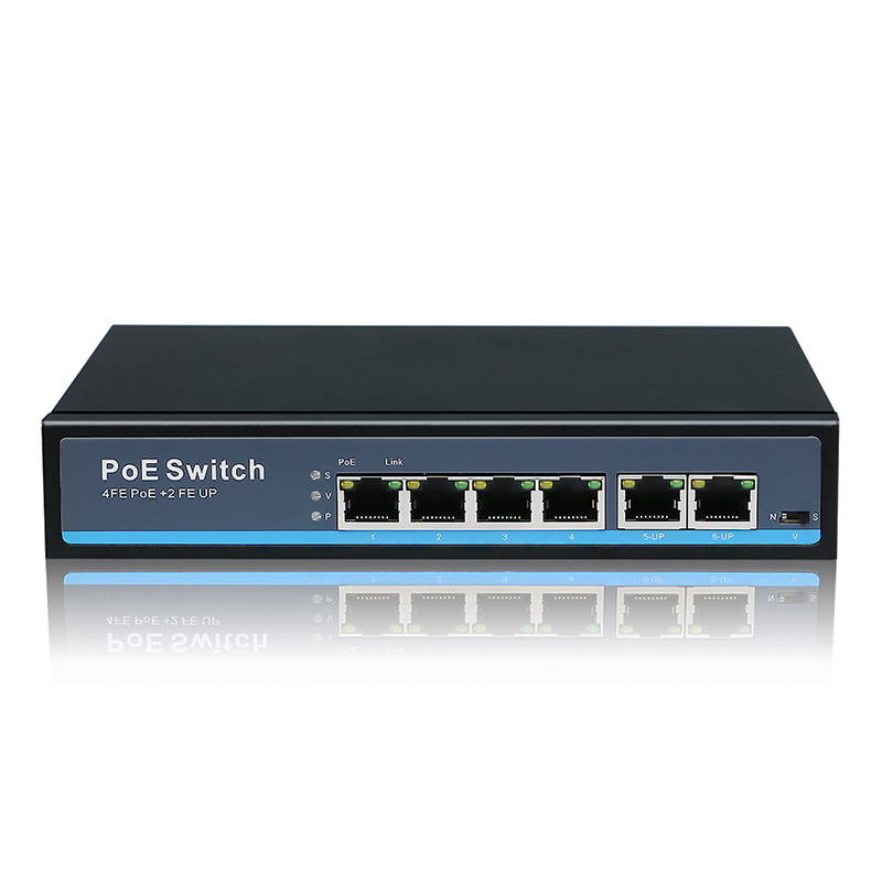 4 Ports POE switch with 10/100Mbps 2 port switch poe Uplink Mini Outdoor POE switch camera ...