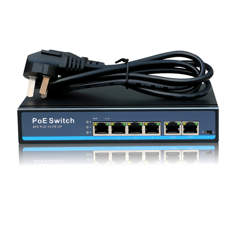 4 Ports POE switch with 10/100Mbps 2 port switch poe Uplink Mini Outdoor POE switch camera ...