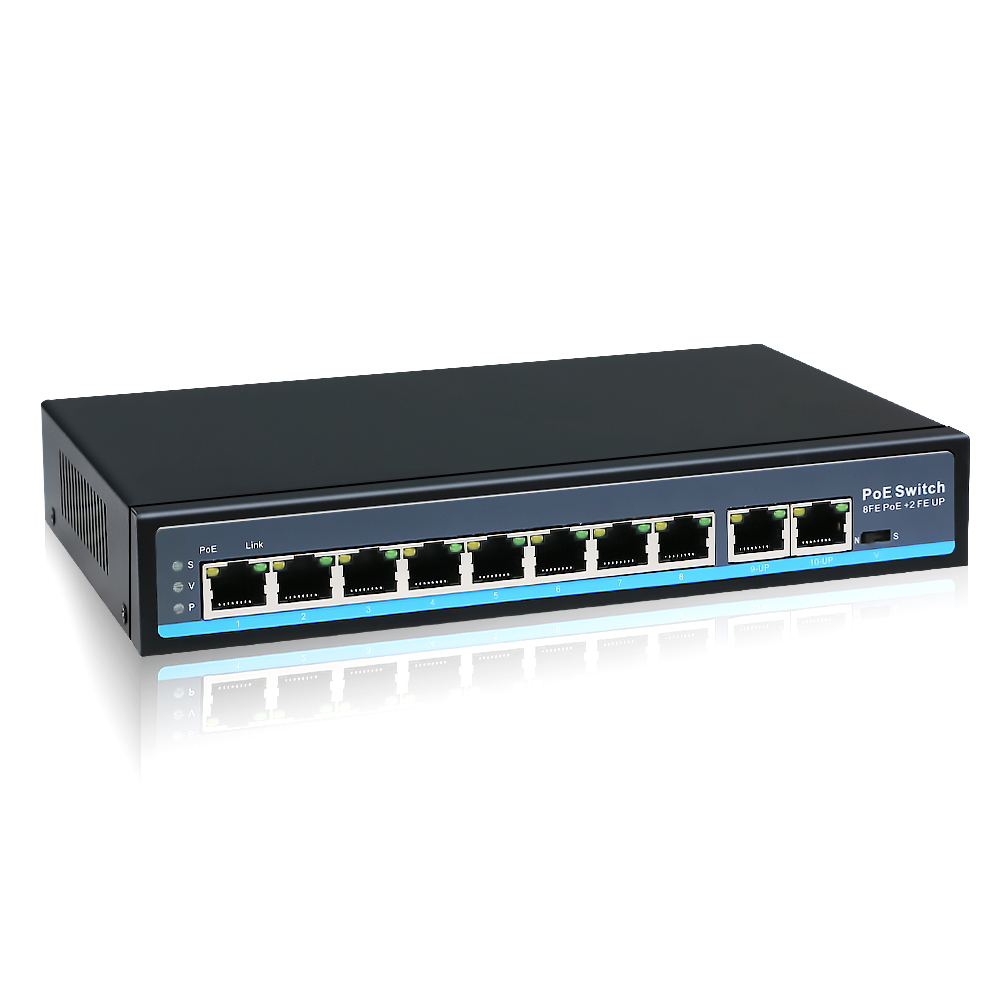 10 Port Poe Switch Support 802.3Af/At Ip Cameras And Wireless AP 2 gigabit uplink 10/100 ...